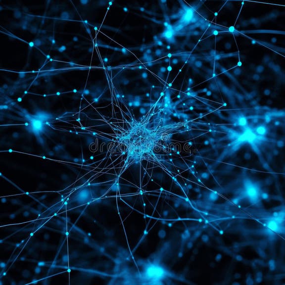 Dynamic Neural Network Visualization With Blue Interconnected Nodes Stock Image Image Of Dots