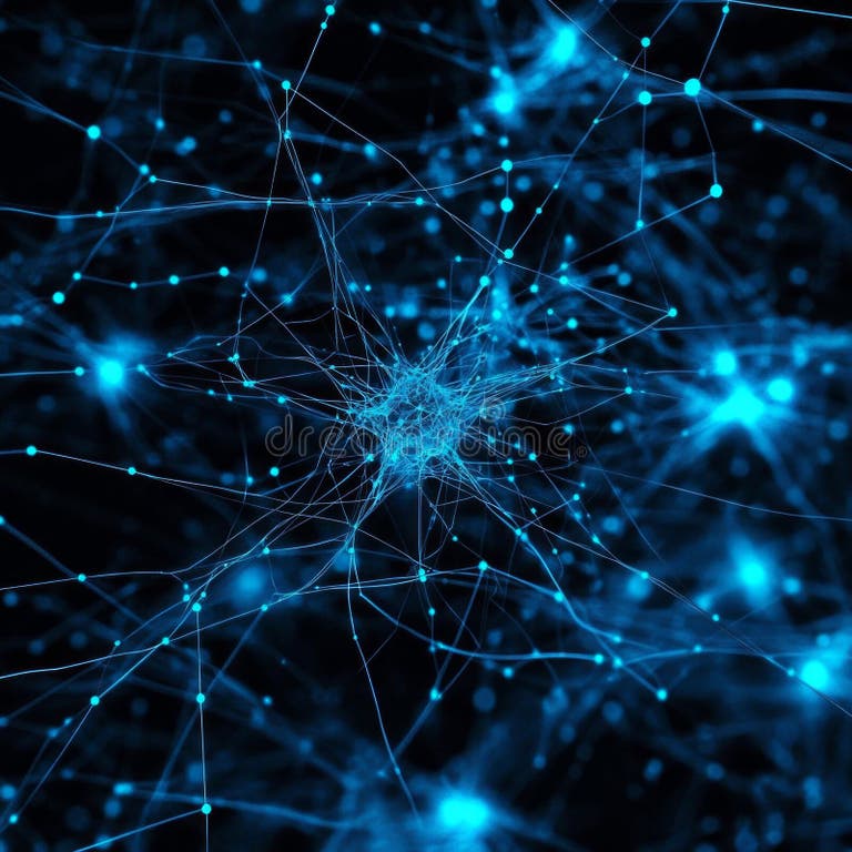 Dynamic Neural Network Visualization with Blue Interconnected Nodes Stock Image - Image of dots ...