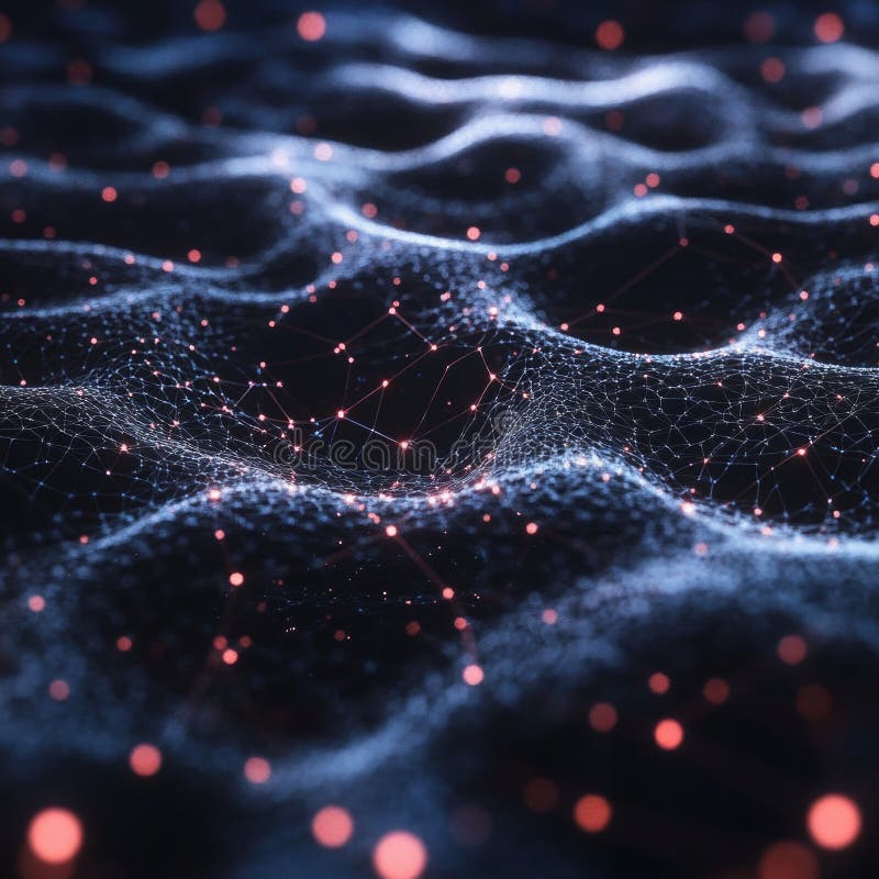 Digital Landscape Featuring Glowing Network Interconnected Lines Nodes Stock Photos - Free ...