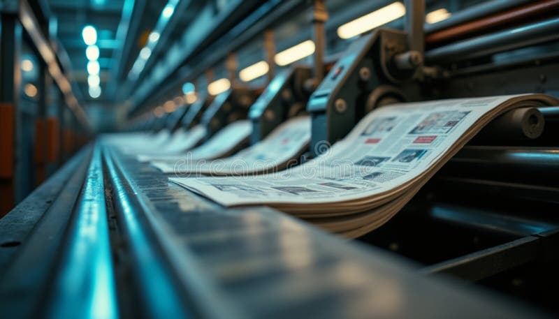 Dynamic Newspaper Printing Process in Action Stock Photo - Image of ...