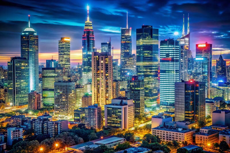 Dynamic Night Cityscape Background for Modern Technology Presentations ...