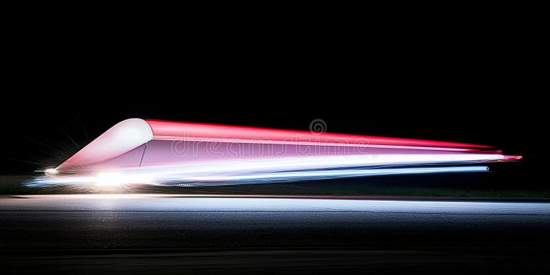 Dynamic Nighttime Light Trails of a Fast Moving Vehicle on a Road ...