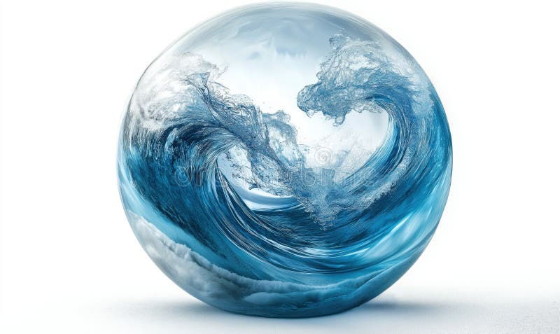 Dynamic Ocean Wave Captured in Crystal Sphere Showcasing Vibrant Blue ...