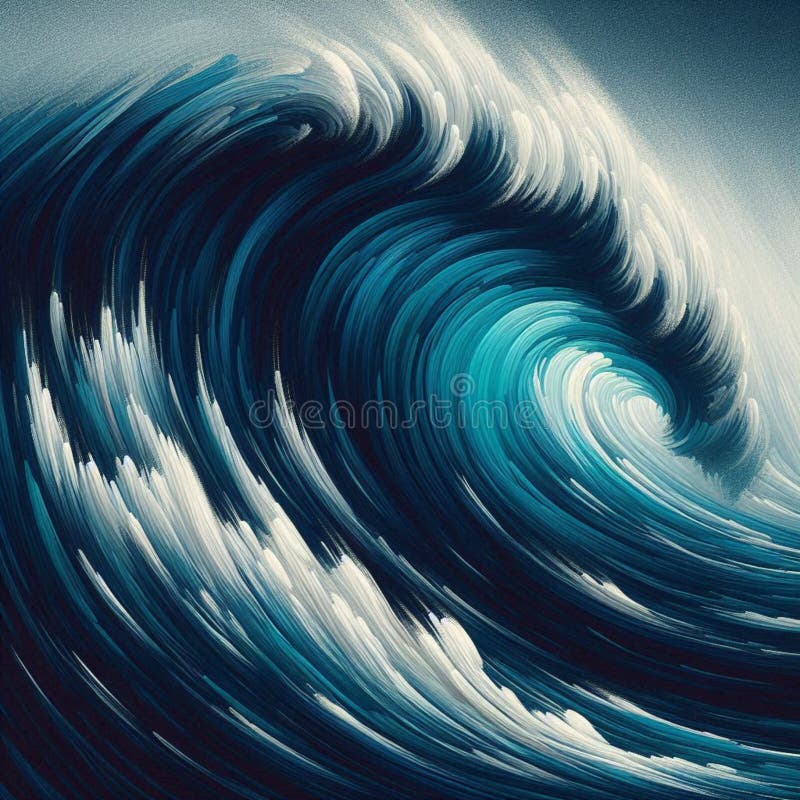 Dynamic Ocean Wave, Coastal Elegance in Motion Stock Illustration ...