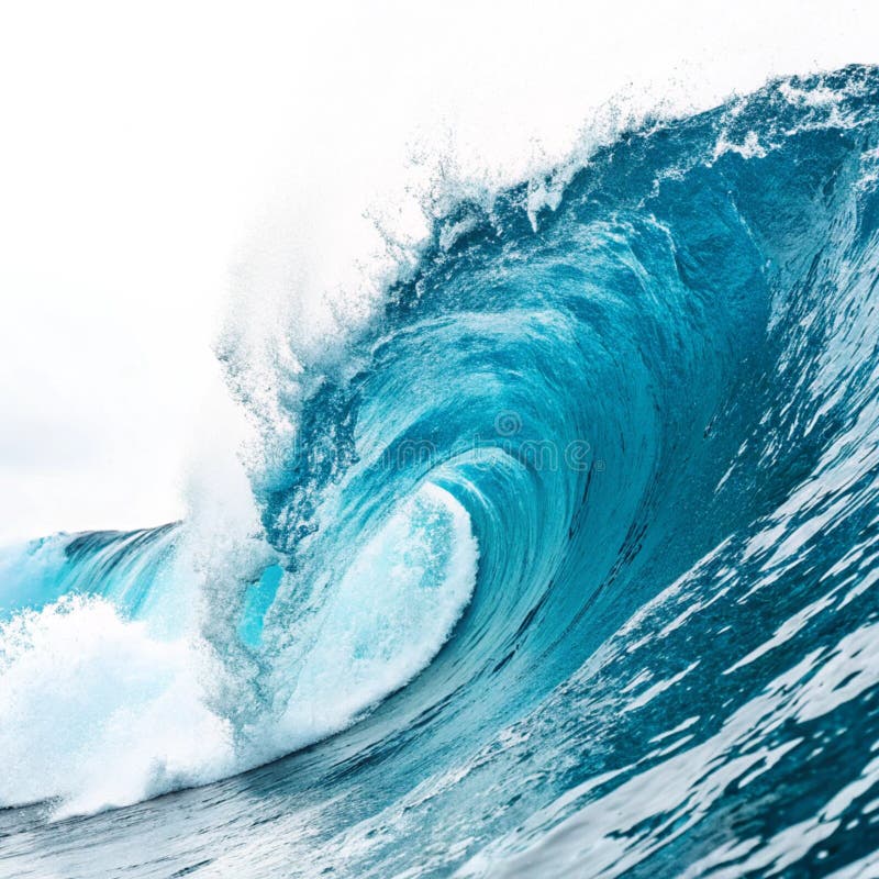 Dynamic Ocean Wave Curling with Vibrant Blue Tones Stock Illustration ...