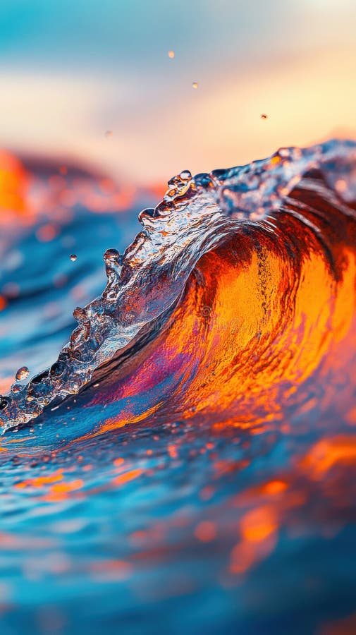 Dynamic Ocean Wave with Flowing Lava Creating a Stunning Visual ...