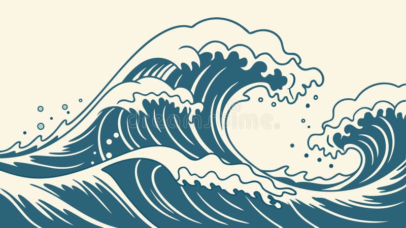 Dynamic Ocean Wave, Nature and Water Power, Vector Design Generative AI ...