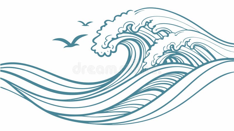 Dynamic Ocean Wave with Seagulls, Symbolizing Strength and Natural ...