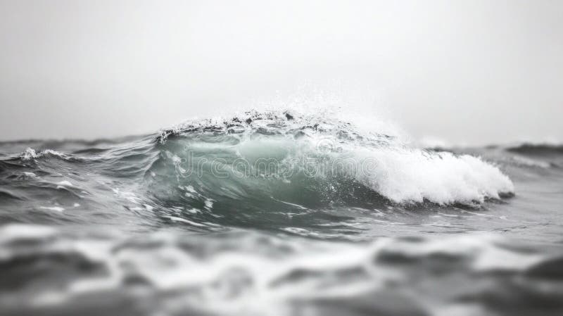 Dynamic Ocean Wave and Splash in Overcast Weather Stock Photo - Image ...