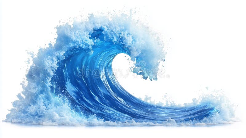 Dynamic Ocean Wave Splash on White Background Stock Illustration ...