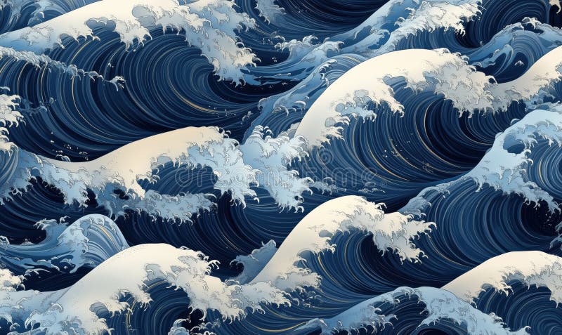 Dynamic Ocean Waves Pattern Intricate Details Vibrant Colors Stock ...