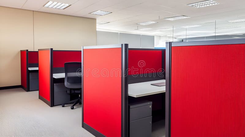 Dynamic Office Environment: Modern Red Cubicles for Enhanced ...