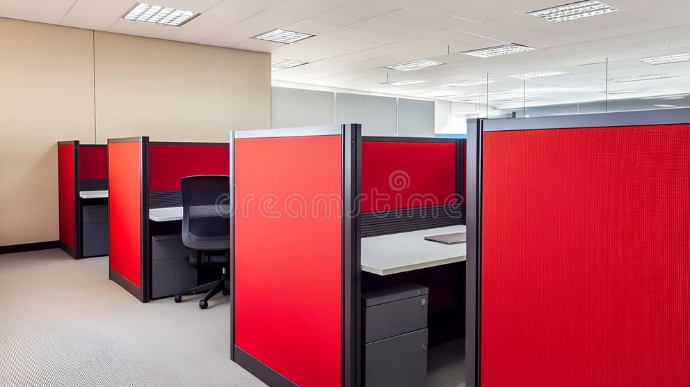 Dynamic Office Environment: Modern Red Cubicles for Enhanced ...