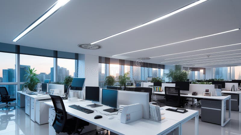 Dynamic office lighting stock illustration. Illustration of soft ...