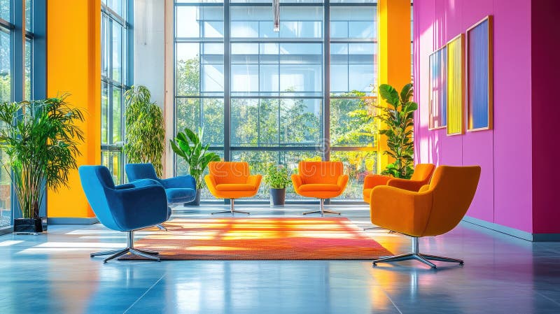 Dynamic Office Space Design ? Modern, Colorful Workspace Stock Image ...