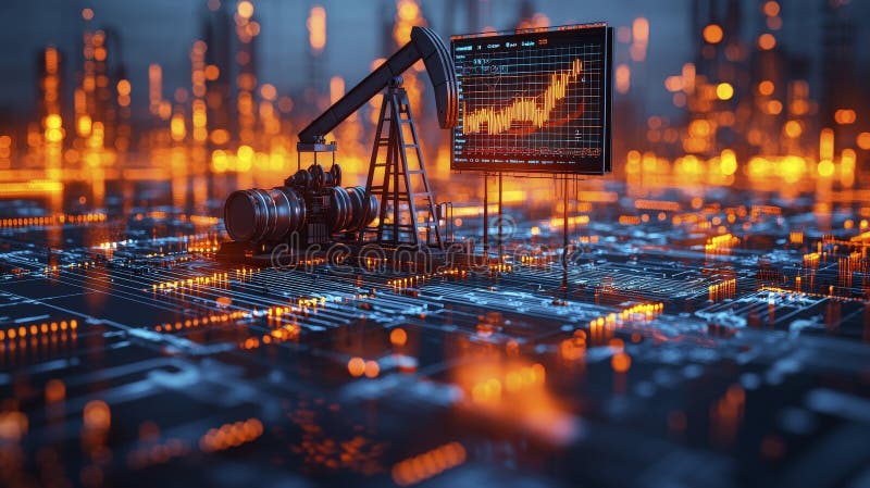 Dynamic Oil Exploration with Visual Data Display Stock Illustration ...