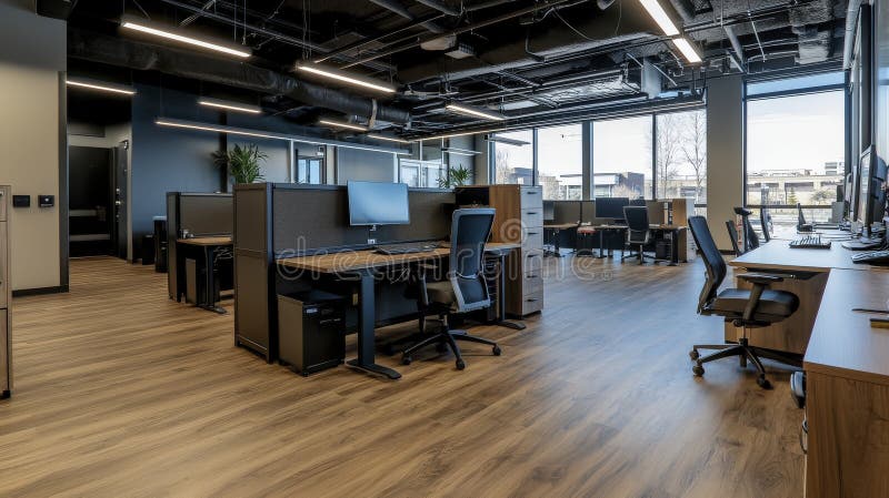 Dynamic Open-access Workspace with Ergonomic Desks Modern Office ...