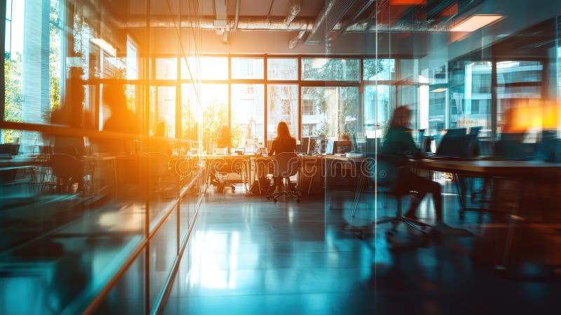 Dynamic Open Plan Office Interior with Natural Light and Collaborative ...