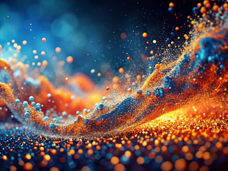 Dynamic Orange and Blue Wave Particle Background Abstract Design with ...