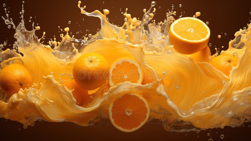 Dynamic Splash Orange Liquid Refreshing Beverage Wave Vibrant Juice ...