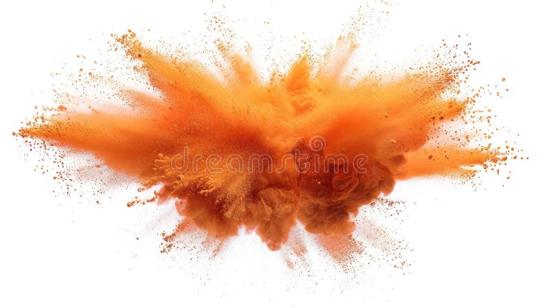 Orange Color Dust Explosion on White Background, Freeze Motion of ...