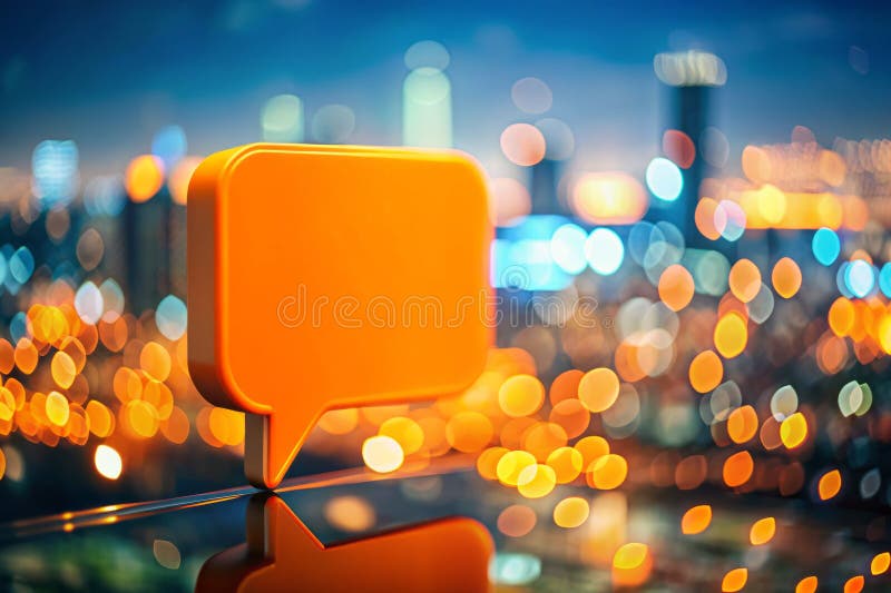 Dynamic Orange 3D Speech Bubble: Tilt-Shift Effect Captures Modern ...