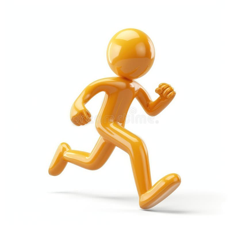 Energetic Orange 3D Figure Running Fast Towards Success Stock ...