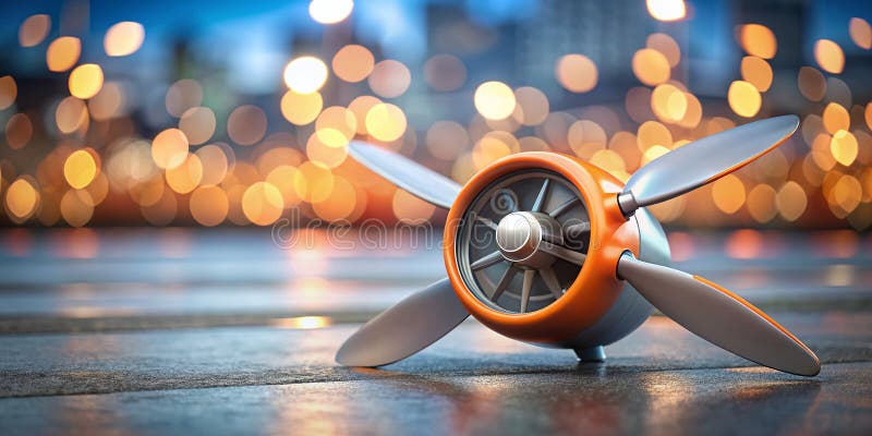 Dynamic Orange and Gray Propeller Infographic with Abstract Bokeh ...