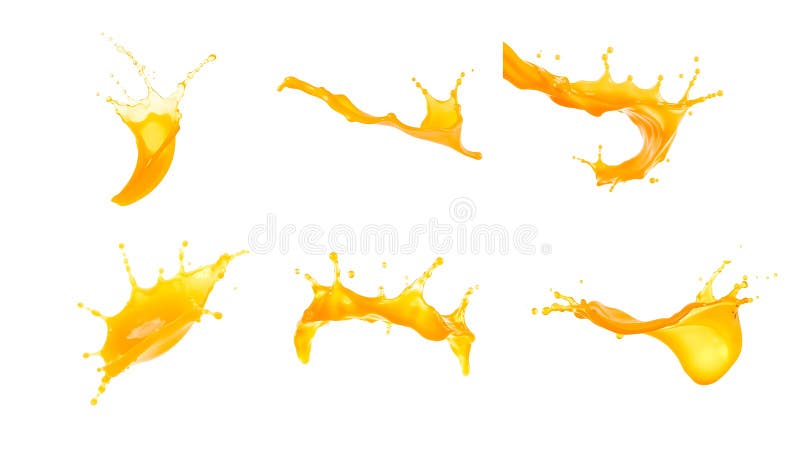Dynamic Orange Juice Splashes: a Vibrant Collection Stock Illustration ...