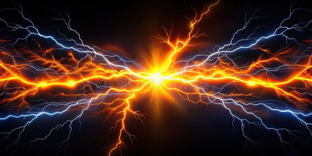 Dynamic Orange Lightning Abstract Background Striking Visuals of Energy and Power for Design ...