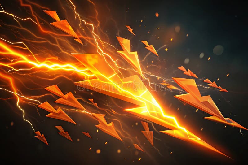 Dynamic Orange Lightning Bolts an Abstract Energy Burst with Ample Copy ...