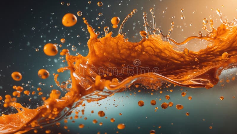 Dynamic Orange Liquid Splash and Motion Abstract Art Concept. Stock ...
