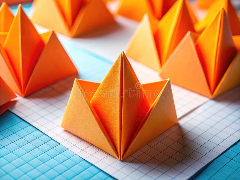 Dynamic Orange Origami Stickers a Modern Visual Communication Template ...