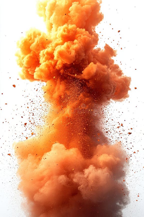 Dynamic Orange Powder Explosion Against a White Background Captured in ...