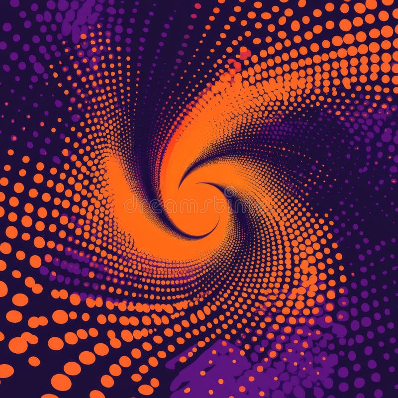 Dynamic Orange and Purple Spiral Halftone Background with Vibrant ...