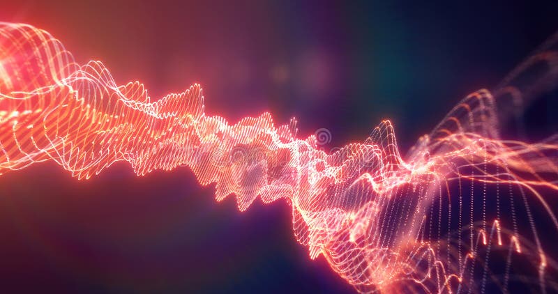 Dynamic Orange and Red Glowing Abstract Waveforms on a Dark Background ...