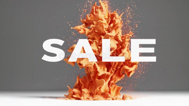 Dynamic Orange Splash with Sale Text on Gray Background. Marketing ...