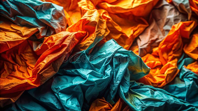 Dynamic Orange and Teal Crumpled Paper Texture Background a Striking ...
