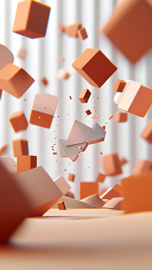 Dynamic Orange and White 3D Geometric Shapes Stock Photo - Image of ...