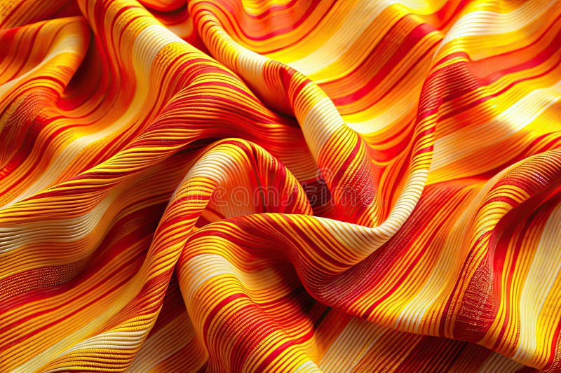 Dynamic Orange and Yellow Striped Fabric Texture a CloseUp Exploration ...