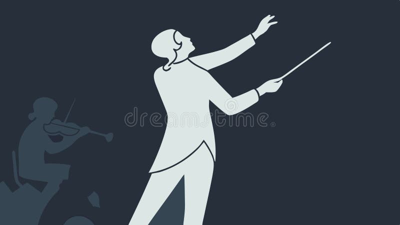 Dynamic Orchestra Conductor Leading a Performance, Vector Design ...