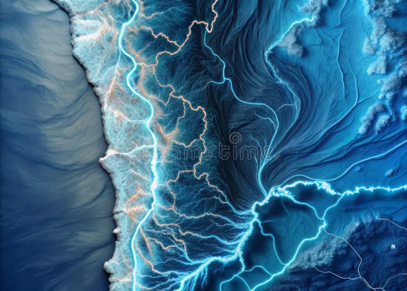 Dynamic Oregon Coastline Abstract Map Depicting Fluid Movement and ...