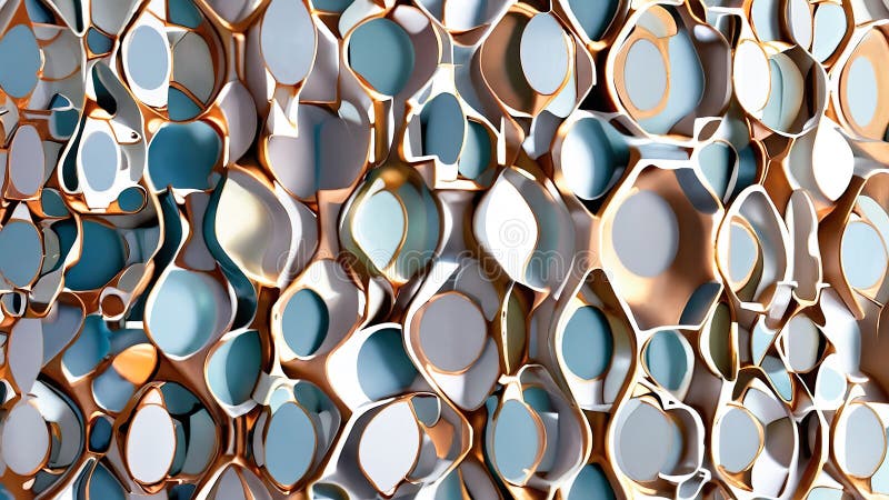 Dynamic Organic Geometric Pattern with Flowing Shapes in Soft Blue and ...