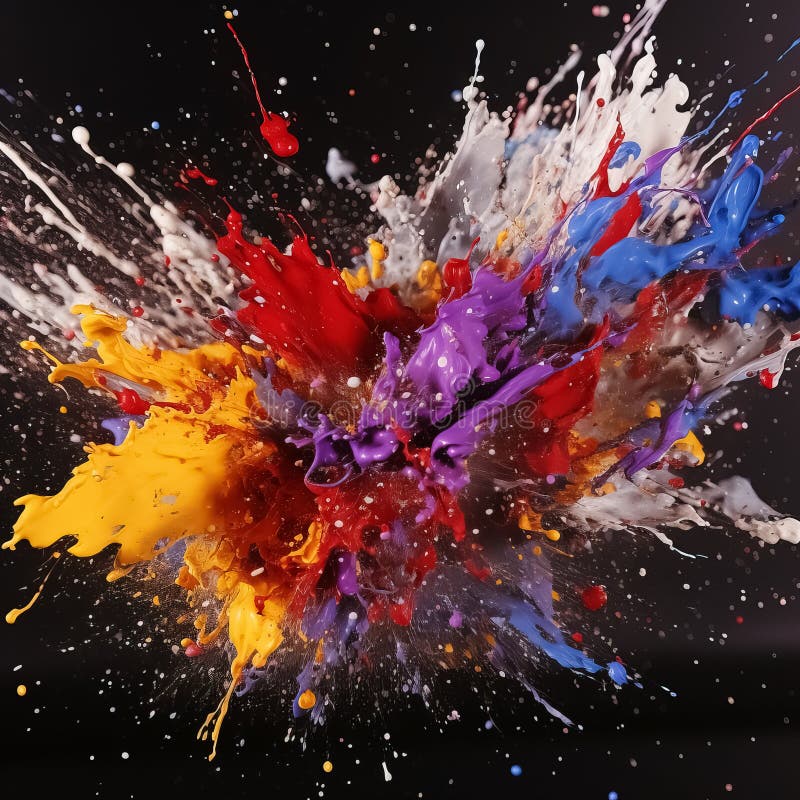 Dynamic Paint Burst - Abstract Color Explosion. AI Generation Stock ...