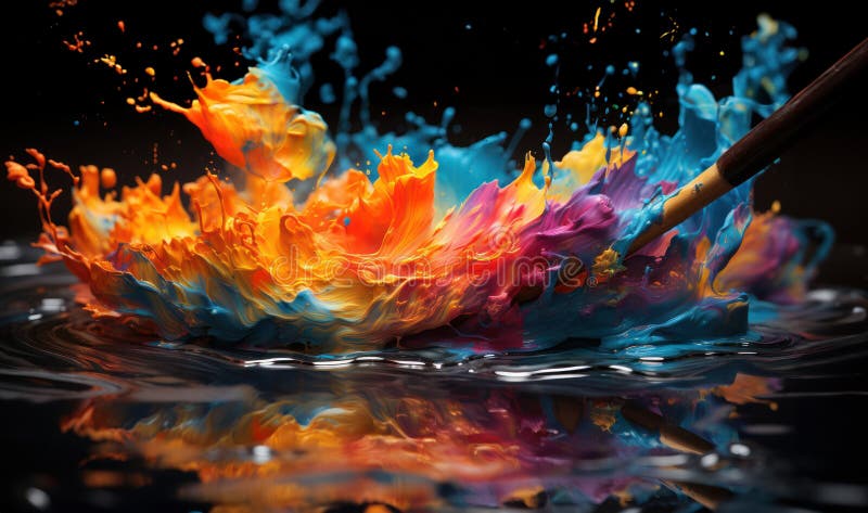 Dynamic Paint Explosion in Water Stock Photo - Image of bright ...
