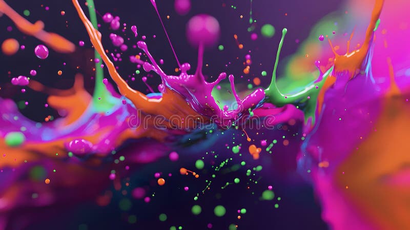Dynamic Paint Splashes Abstract Art Digital Artwork Vibrant Colors ...
