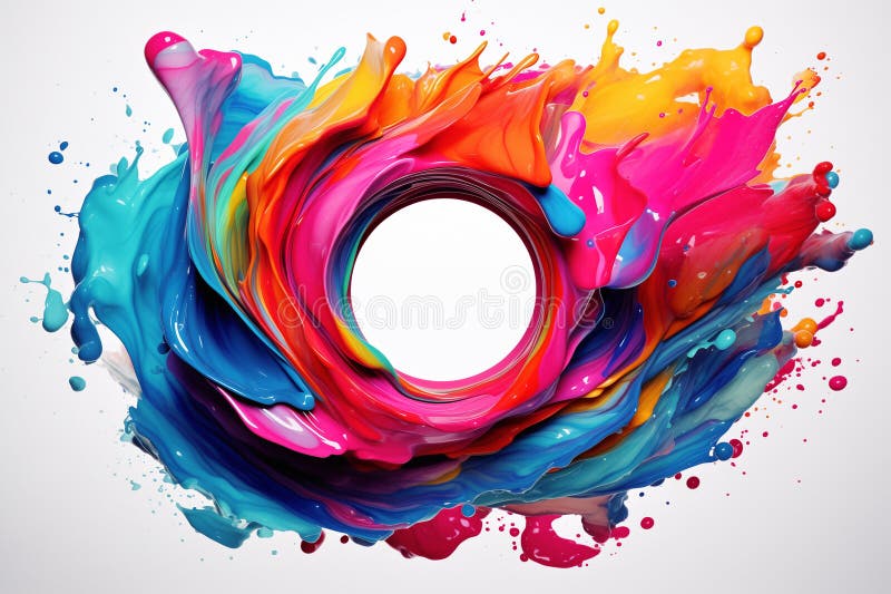Dynamic Paint Swirl, Vivid Color Explosion, Creative Abstract Art Stock ...