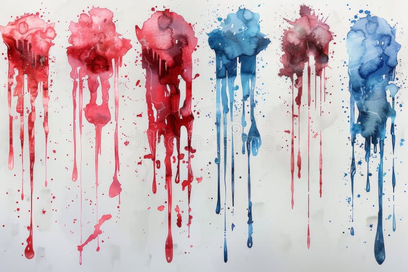 Dynamic Painting Featuring Bright Red, White, and Blue Paint Dripping ...