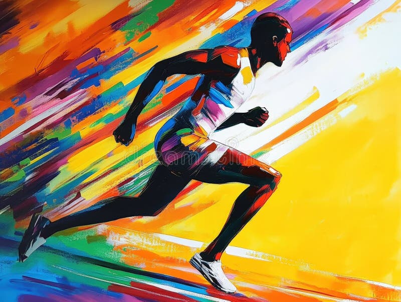 Dynamic Painting of a Sprinter in Vibrant Colors Stock Image - Image of ...