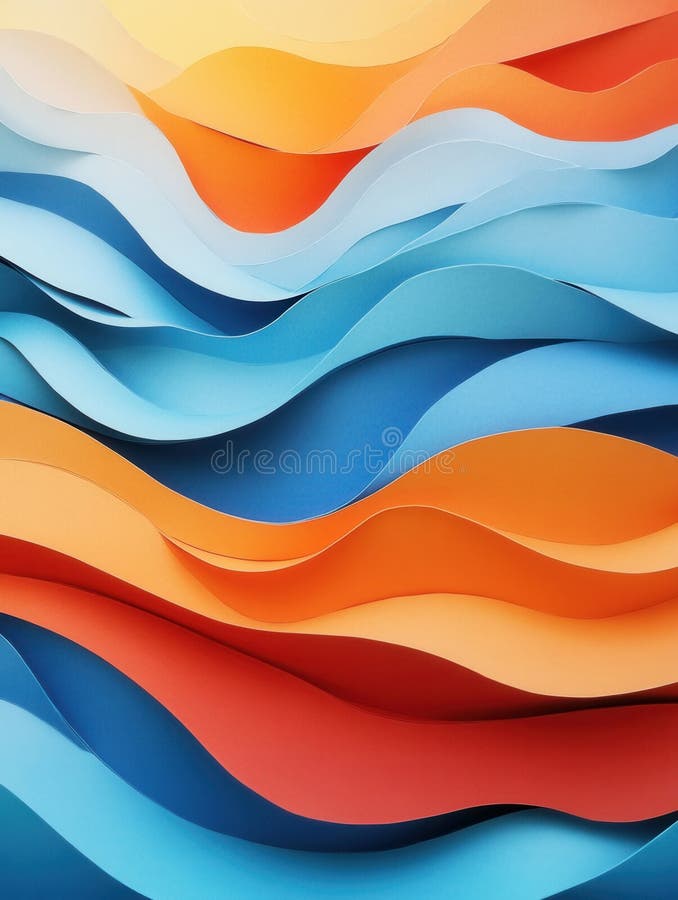 Dynamic Paper Art Background with Layered Waves in Gradients ...
